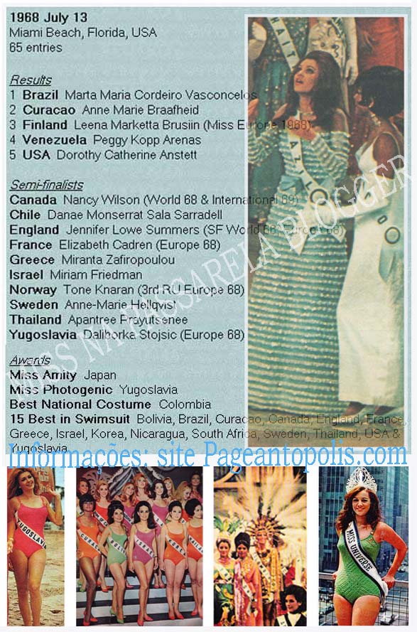 ☁ Galeria de Martha Vasconcelos, Miss Universe 1968.☽ ☆ ☁