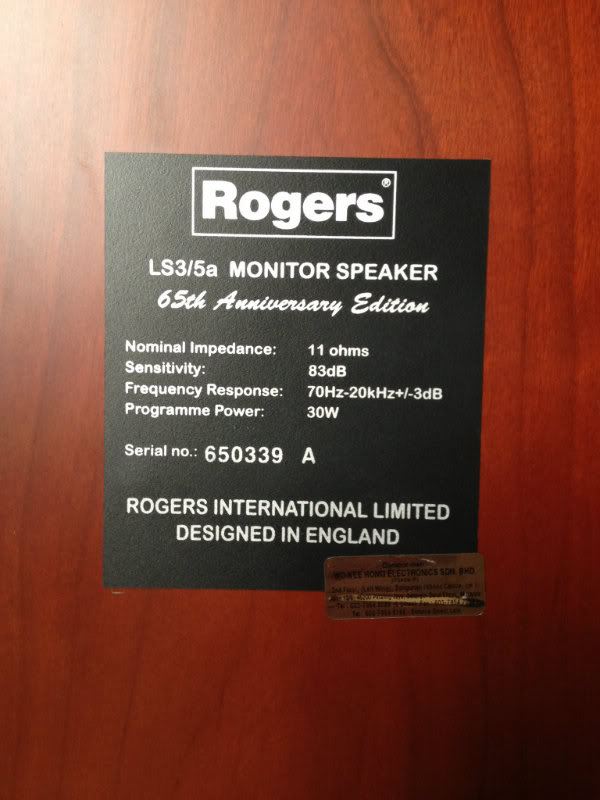 Rogers LS3/5a 65th anniversary edition (SOLD)