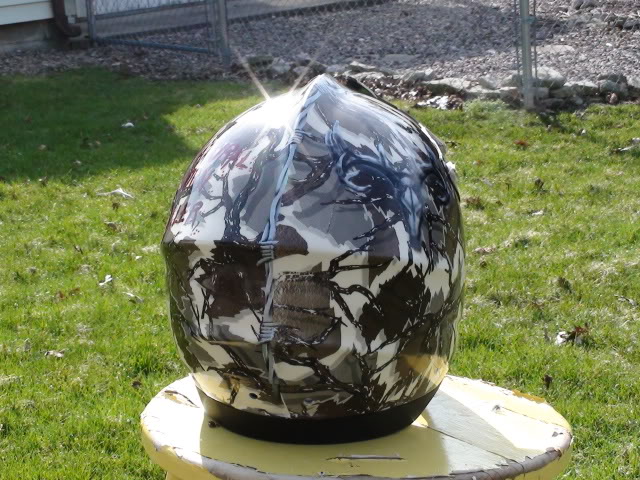 My custom camo-dipped, airbrushed ATV helmet
