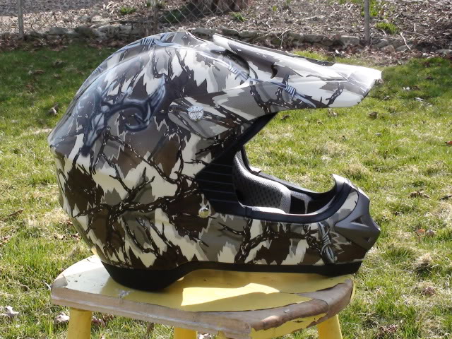 My custom camo-dipped, airbrushed ATV helmet