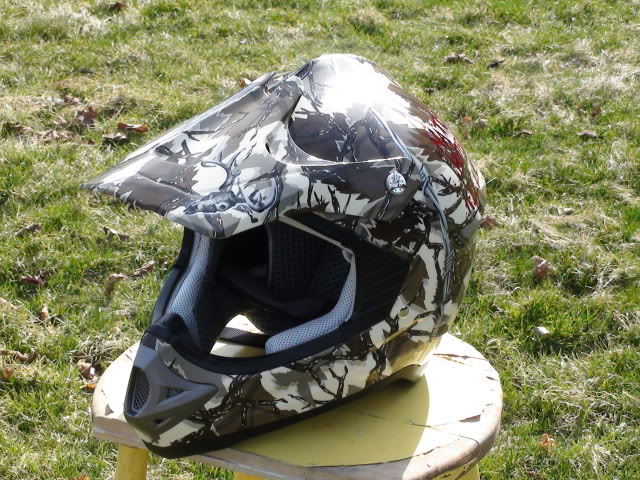My custom camo-dipped, airbrushed ATV helmet