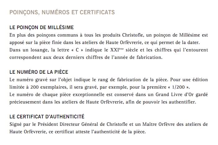 comment dater un poinçon de la maison Christofle