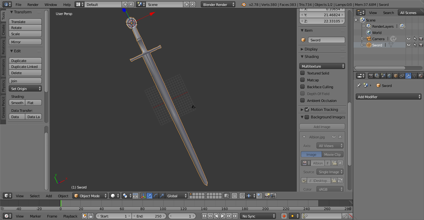 Modelo de Espada medieval em Blender