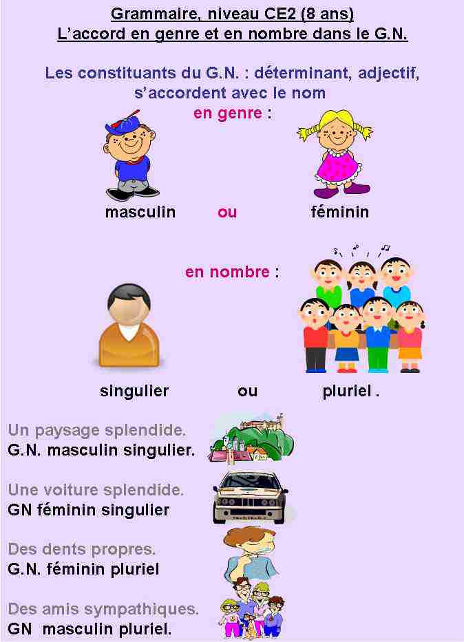 le genre et en nombre