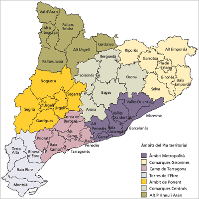 Mapas de Catalunya y sus territorios.