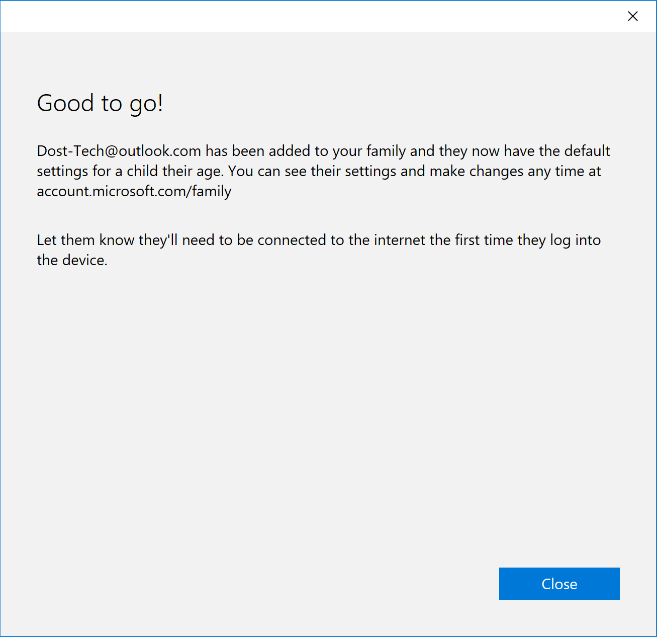 Create a Child's Account in Windows 10