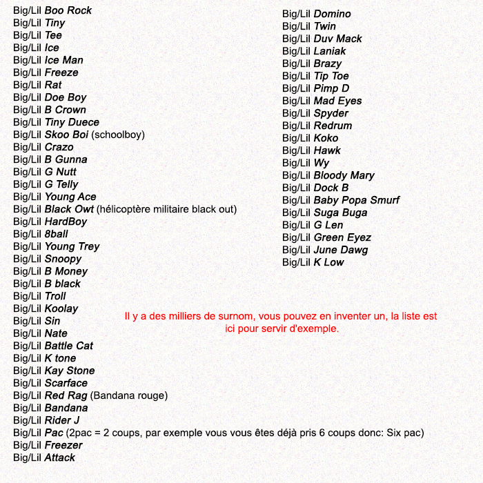 GUIDE ROLEPLAY Les Surnoms Pour Les Membres De Gang GUIDE ROLEPLAY Les Surnoms Pour Les Membres De Gang