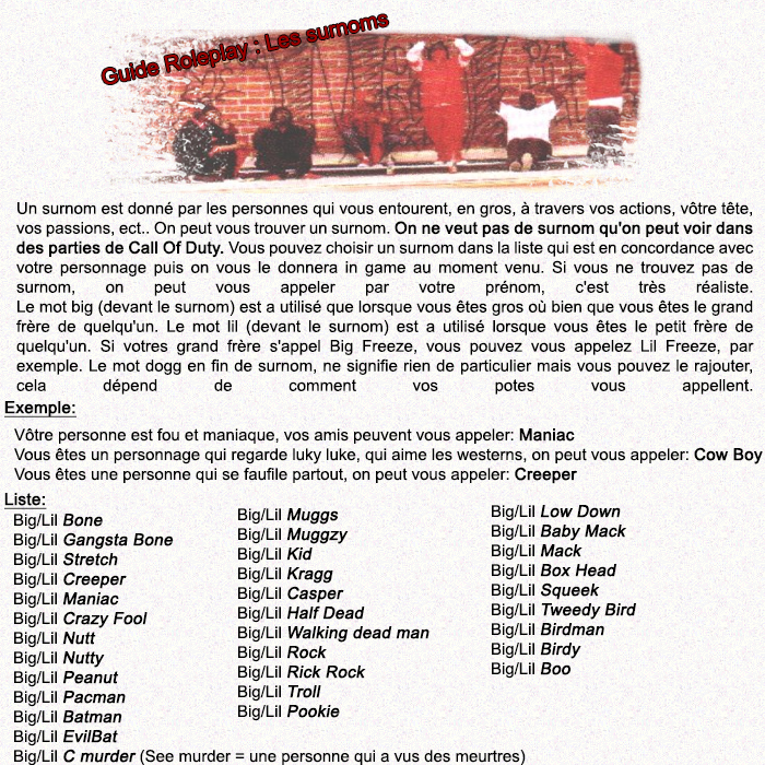 GUIDE ROLEPLAY Les Surnoms Pour Les Membres De Gang GUIDE ROLEPLAY Les Surnoms Pour Les Membres De Gang